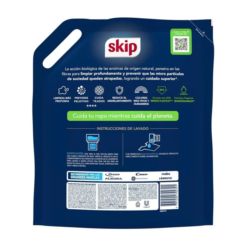 Jabón líquido Skip Bio-Enzimas Doypack 3L - cofarsur
