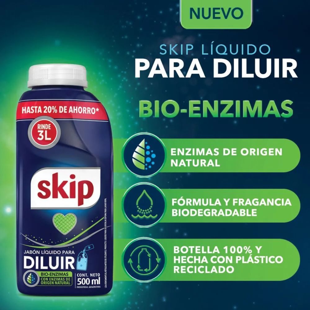 Jabón líquido Skip Bio-Enzimas para diluir 500ml - cofarsur